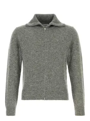 JIL SANDER Grey Wool Blend Zip-up Cardigan - Gray