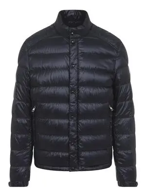 Moncler Padded Down Jacket With Stand Collar - Blue