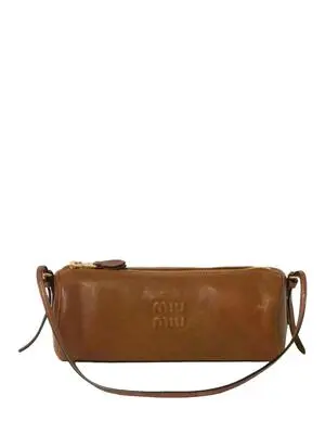 Miu Miu Nappa Leather Pouch With Shoulder Strap - Brown