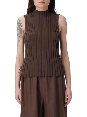 Max Mara Ribbed High Neck Knit Top - Brown