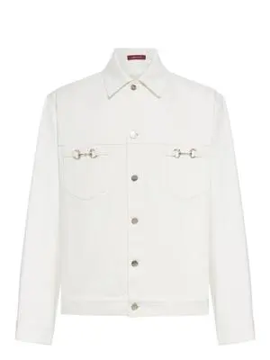 Gucci Cotton Denim Jacket With Horsebit Detail - White