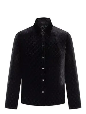 Gucci Dévoré Gg Stretch Velvet Shirt - Black