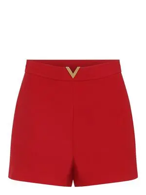 Valentino Garavani Wool And Silk High-waisted Bermuda Shorts - Red
