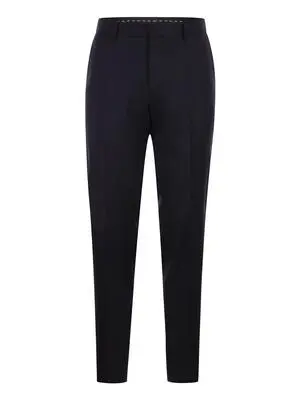 BOSS Virgin Wool Serge Slim Fit Trousers - Blue