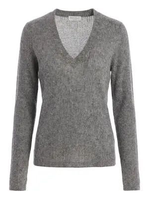 Brunello Cucinelli Ribbed V-neck Sweater - Multicolor
