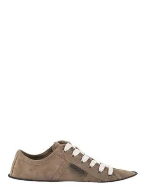 Brunello Cucinelli Suede Lace-up Sneakers With Metal Tab - Multicolor