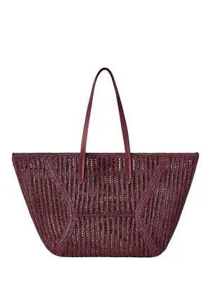 Brunello Cucinelli Raffia And Leather Shoulder Bag - Multicolor