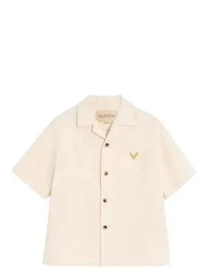 Valentino Garavani Valentino Garavani Men `Vgold` Denim Short Sleeve Shirt Multicolor