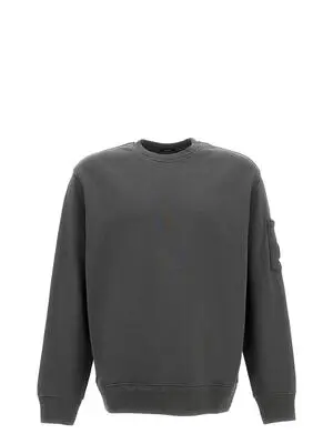 C.P. COMPANY Diagonal Fleece Crewneck Sweatshirt With Lens Detail - Multicolor