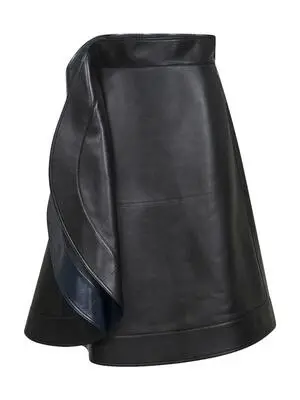 BOTTEGA VENETA Bottega Veneta Leather A-Line Skirt With Ruffle Detail