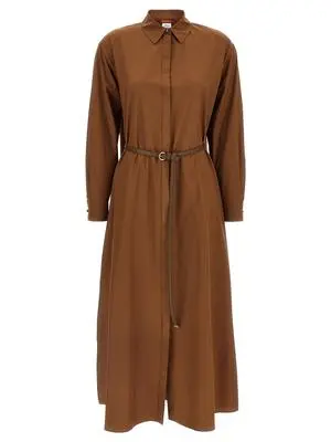 Max Mara Mst Lecito' Cotton Poplin Shirt Dress - Brown