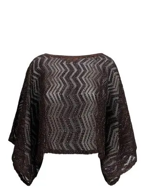 Missoni Viscose Top With Chevron Pattern And Sequin Detail - Brown