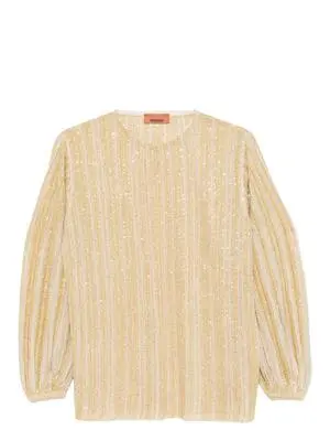 Missoni Tone Striped Long Sleeve Blouse - Gold