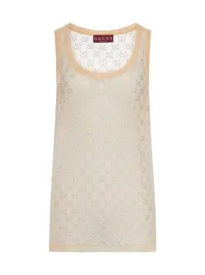Gucci Silk Jacquard Knit Sleeveless Top - Multicolor
