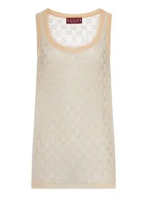 Gucci GUCCI Silk Jacquard Knit Sleeveless Top Multicolor