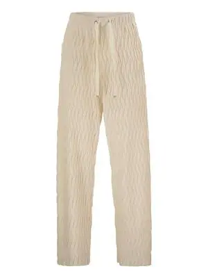 Herno HERNO Polyester Jersey Trousers With Crumpled Effect Cream