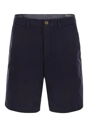 Brunello Cucinelli Cotton Gabardine Bermuda Shorts - Blue