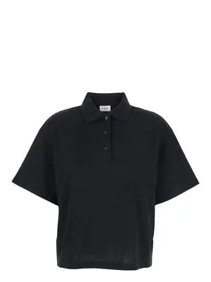 Saint Laurent SAINT LAURENT Oversized Cotton Piquet Polo Shirt With Logo Embroidery Black