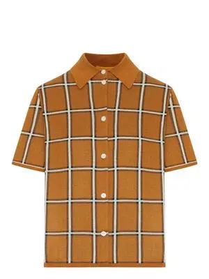 Guest In Residence Linen And Silk Blend Polo Shirt With Check Pattern - Multicolor