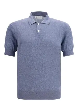 Brunello Cucinelli Linen And Silk Polo - Blue