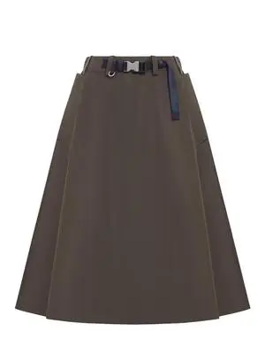 Prada Technical Canvas Wide Skirt - Green