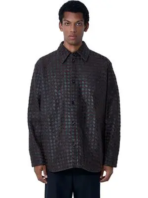 Bottega Veneta Intrecciato Leather And Suede Shirt - Brown