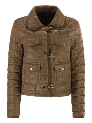 FAY 3 Hooks Technical Checkered Fabric Jacket - Brown