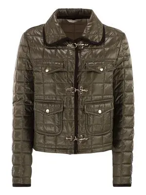FAY Technical Checkered Fabric Jacket With Hook Fastening - Multicolor