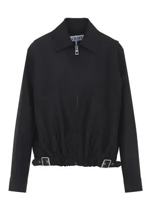 Loewe Belted Jacket In Wool And Silk - Black