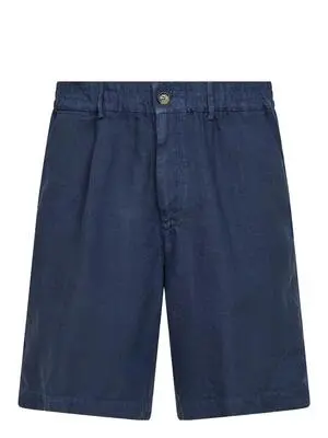 Brunello Cucinelli Linen Blend Pleated Shorts - Blue