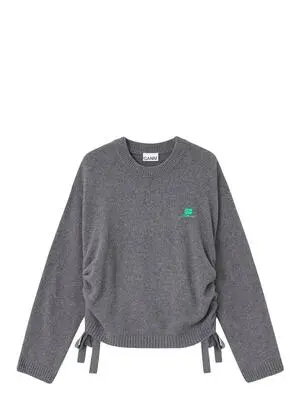 GANNI GANNI Wool Blend Sweater With Ruched Detailing Multicolor