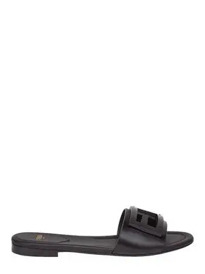 Fendi Slide Baguette In Leather - Black