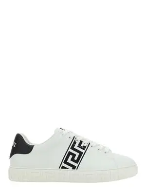 VERSACE Versace Leather Low Top Sneakers With Greek Embossing