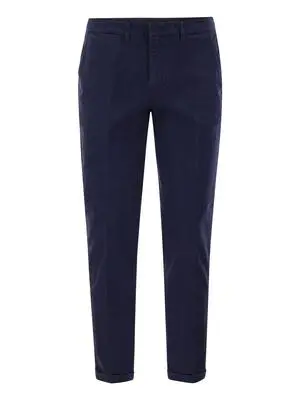 FAY Slim-fit Garment-dyed Cotton Gabardine Trousers - Blue