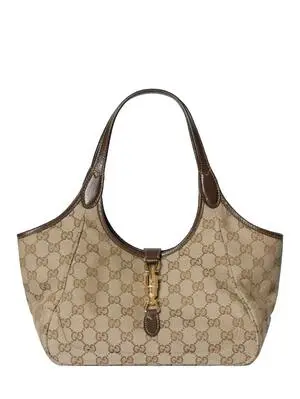 Gucci Small Market Shopping Bag With Monogram Canvas And Leather Trim - Brown