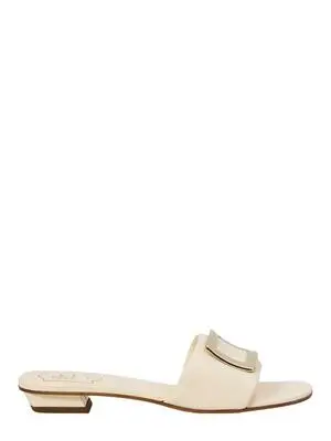 ROGER VIVIER Padded Leather Mules With Square Buckle - Multicolor