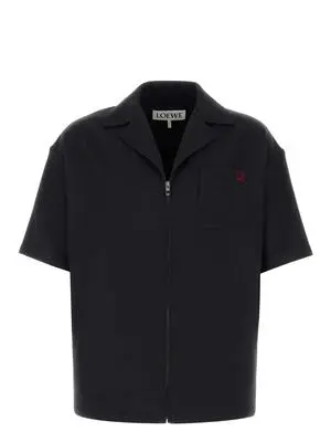 Loewe Loewe Men Navy Blue Wool Shirt Blue