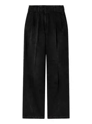 GOLDEN GOOSE Flavia Stone-washed Cotton Trousers - Black