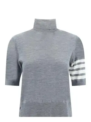 Thom Browne Short Sleeve Turtleneck Sweater - Gray