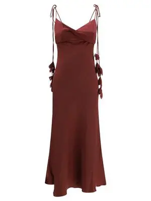 SELF-PORTRAIT Satin Flower Midi Dress - Multicolor