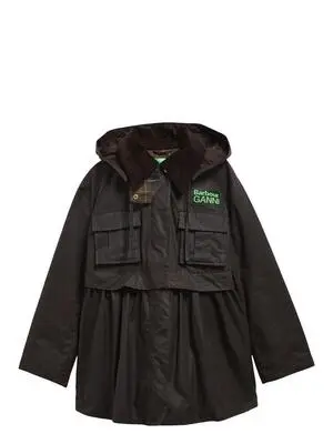 BARBOUR X GANNI Waxed Cotton Parka With Hood - Brown