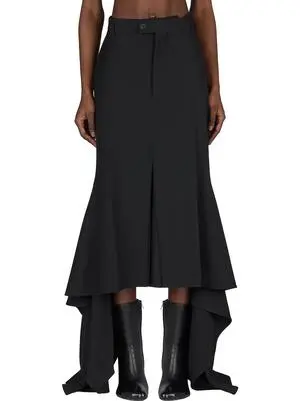 Balenciaga Godet Draped Midi Skirt - Black