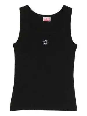 Kenzo Logo Patch Cotton Tank Top - Black