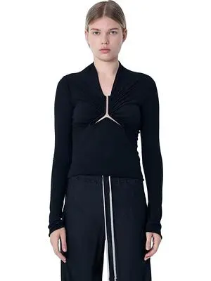 Rick Owens Allanah Long Sleeve Top With Cut-out Detail - Black