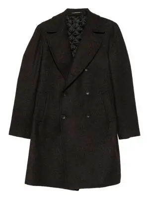 Tagliatore TAGLIATORE Double-Breasted Textured Wool Blend Coat Brown