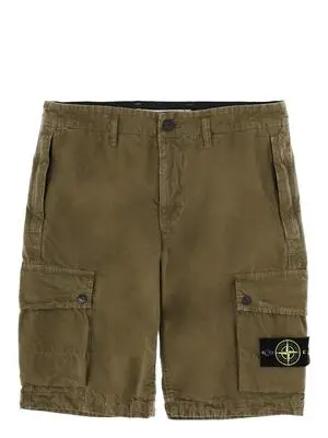 Stone Island Cargo Shorts With Logo Patch - Multicolor