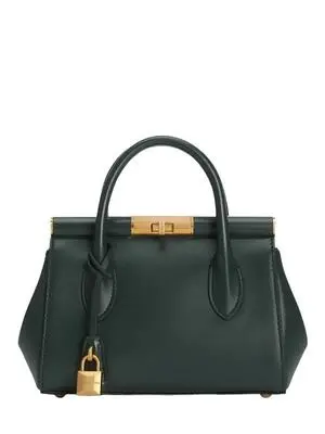 Dolce & Gabbana Calfskin Top Handle Bag With Gold-tone Hardware - Green