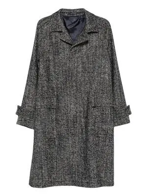Tagliatore Single Breasted Coat With Herringbone Pattern - Blue