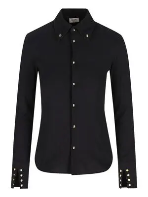 Celine Cotton Shirt With Embroidered Logo Detail - Multicolor