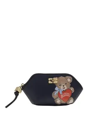 GANNI Bou Coin Purse With Teddy Bear Applique - Black